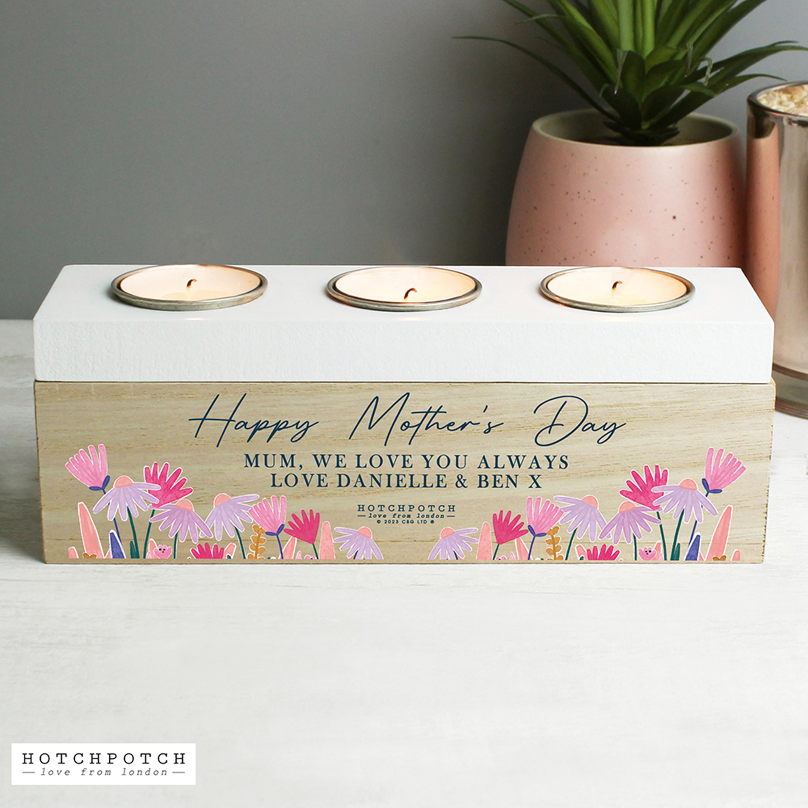 Personalised Wild Flower Triple Tealight Box – The Personal Shop