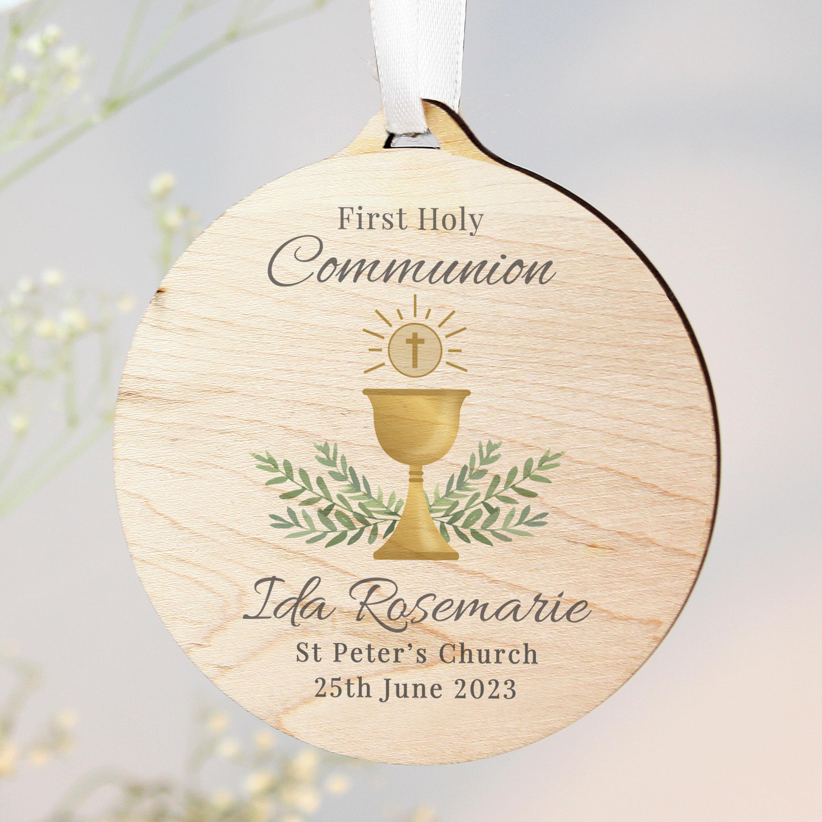 Personalised First Holy Communion Round Wooden Decoration – The ...