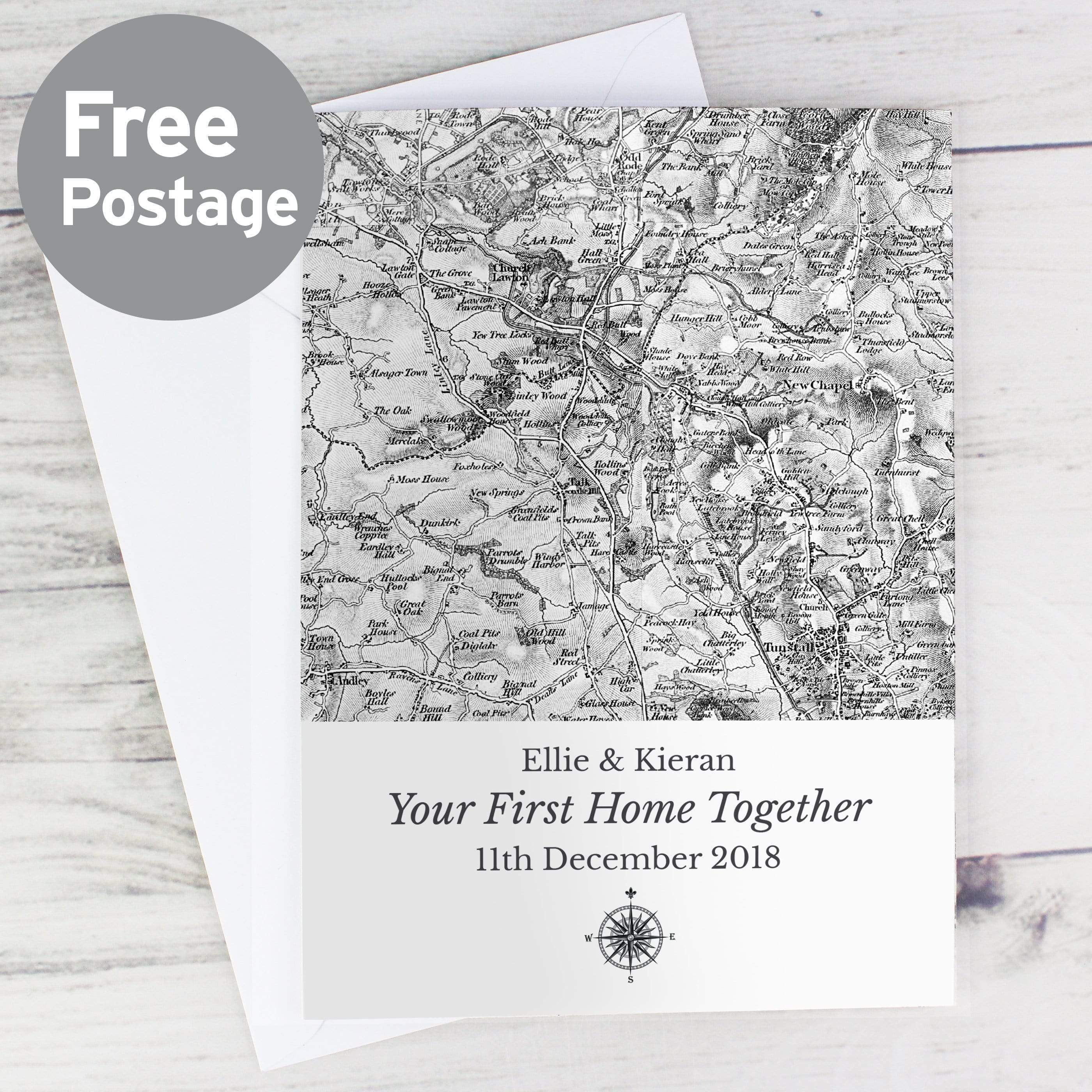 Personalised 1805 - 1874 Old Series Map Compass Card Delivered | The ...