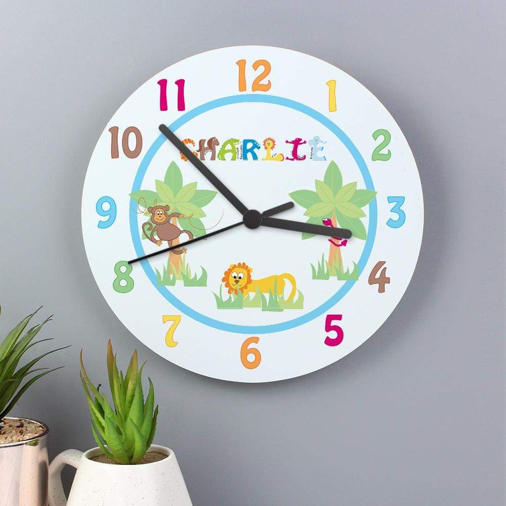 Personalised Blue Animal Alphabet Clock Delivered | The Personal Shop