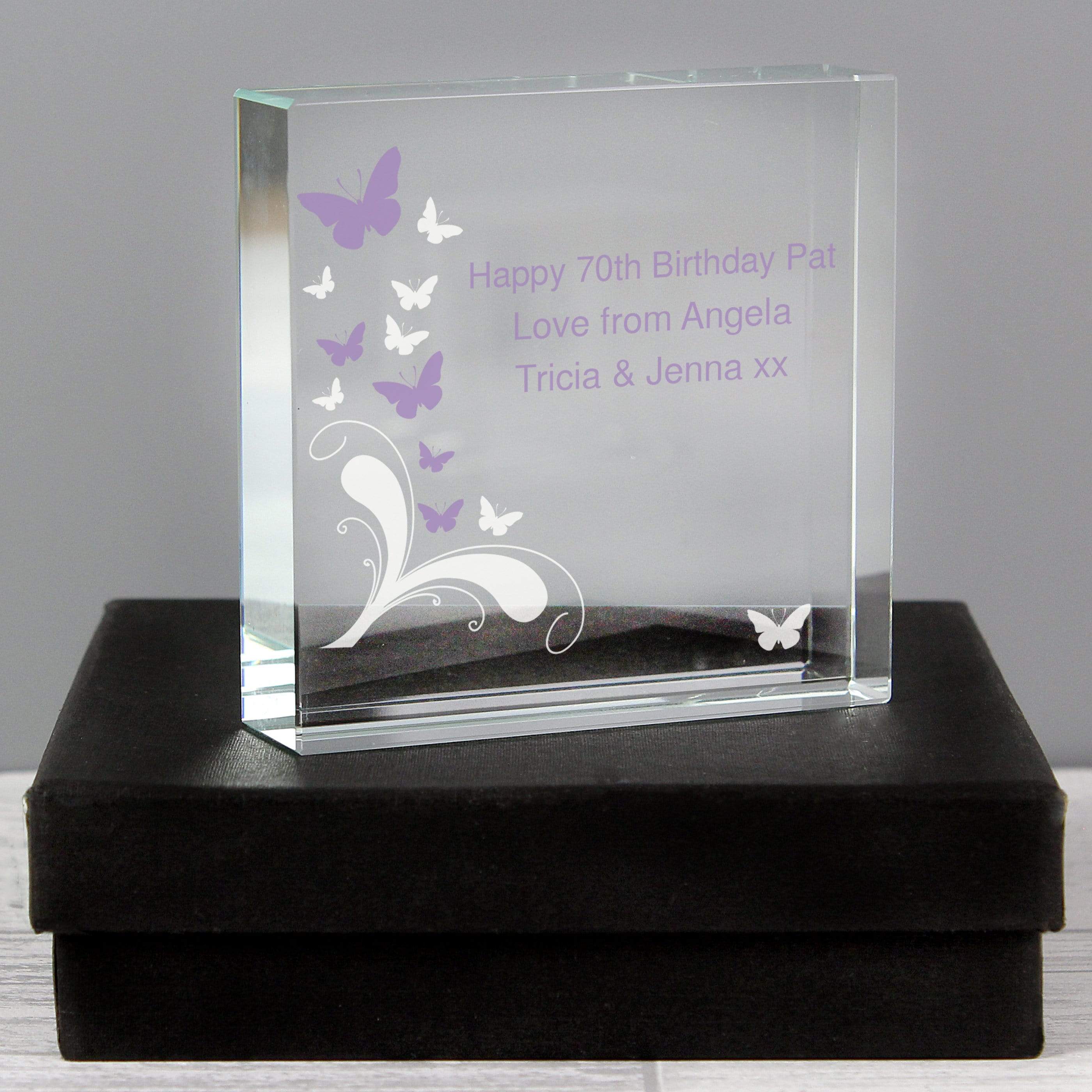 Personalised Butterflies Large Crystal Token Delivered | The Personal Shop