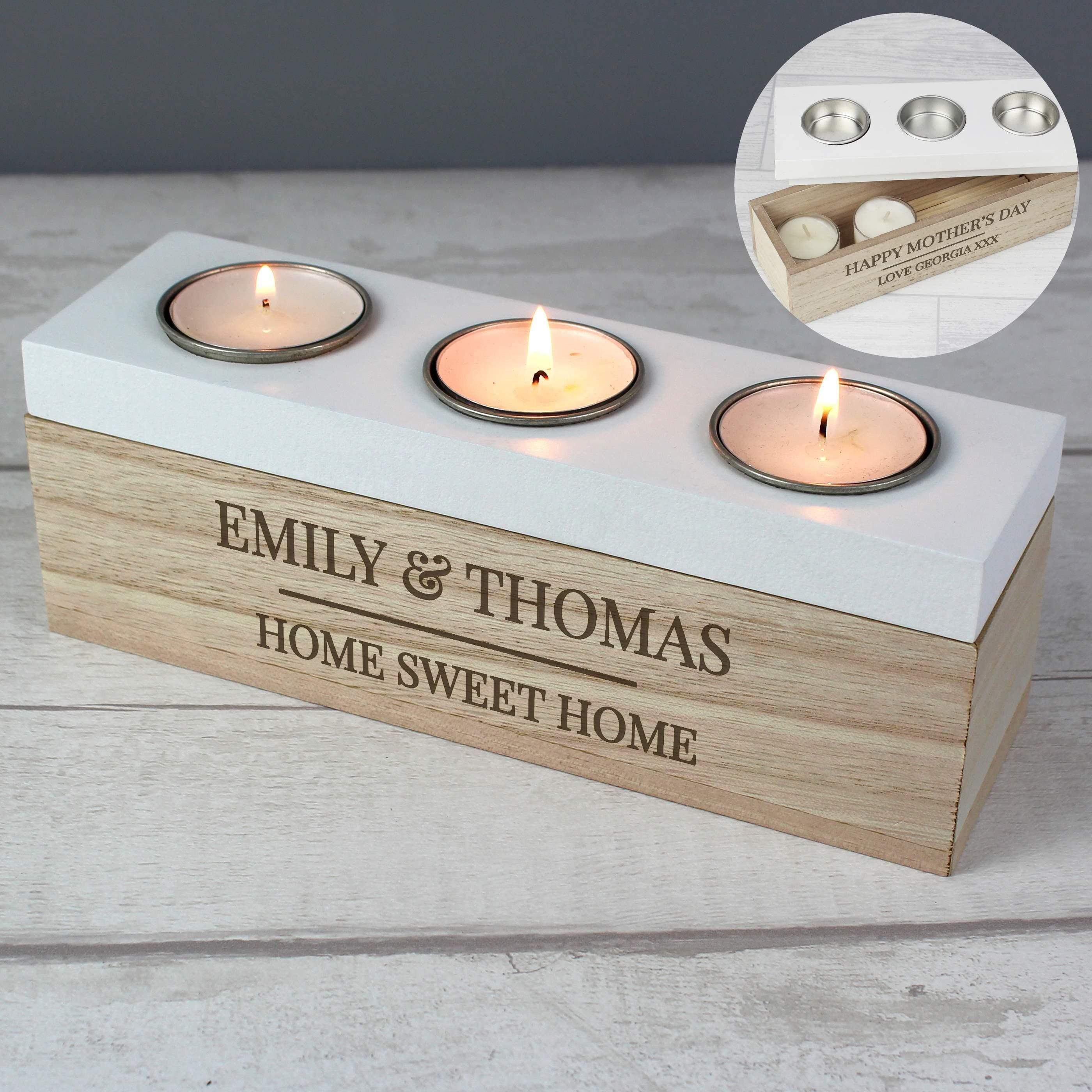 Personalised Classic Triple Tea Light Box Delivered | The Personal Shop