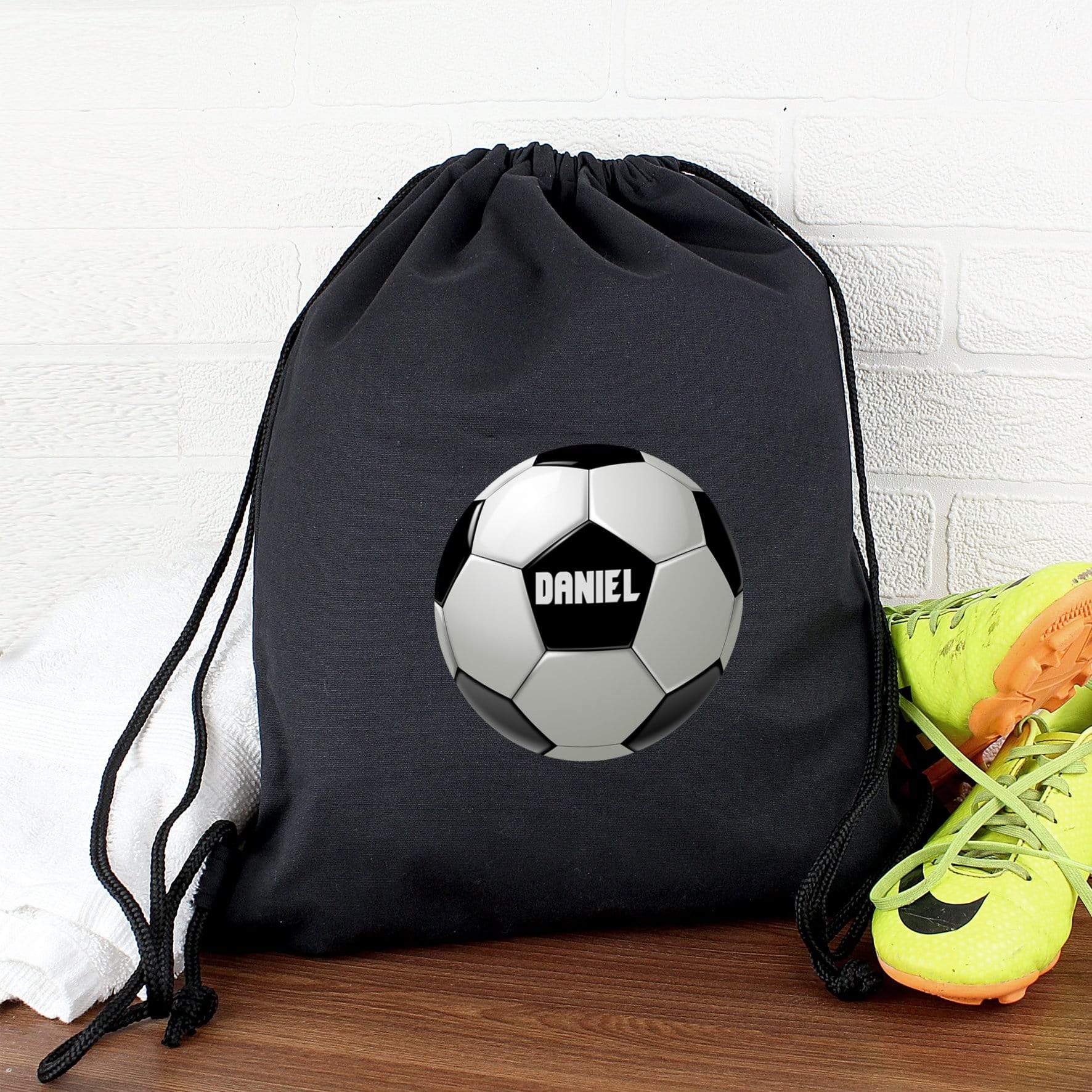 Personalised Football Black Swim & Kit Bag Delivered | The Personal Shop
