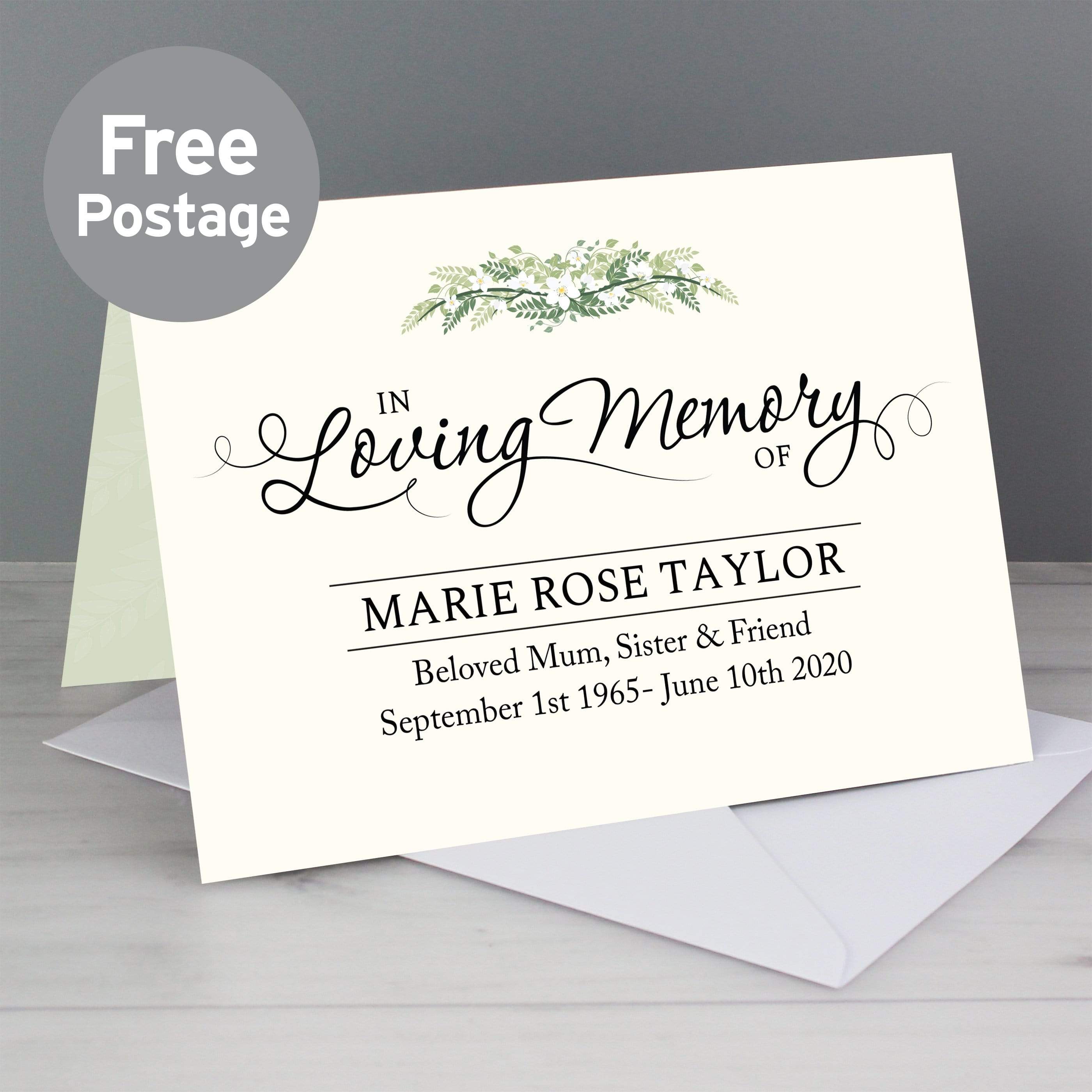 Personalised In Loving Memory Card Delivered | The Personal Shop