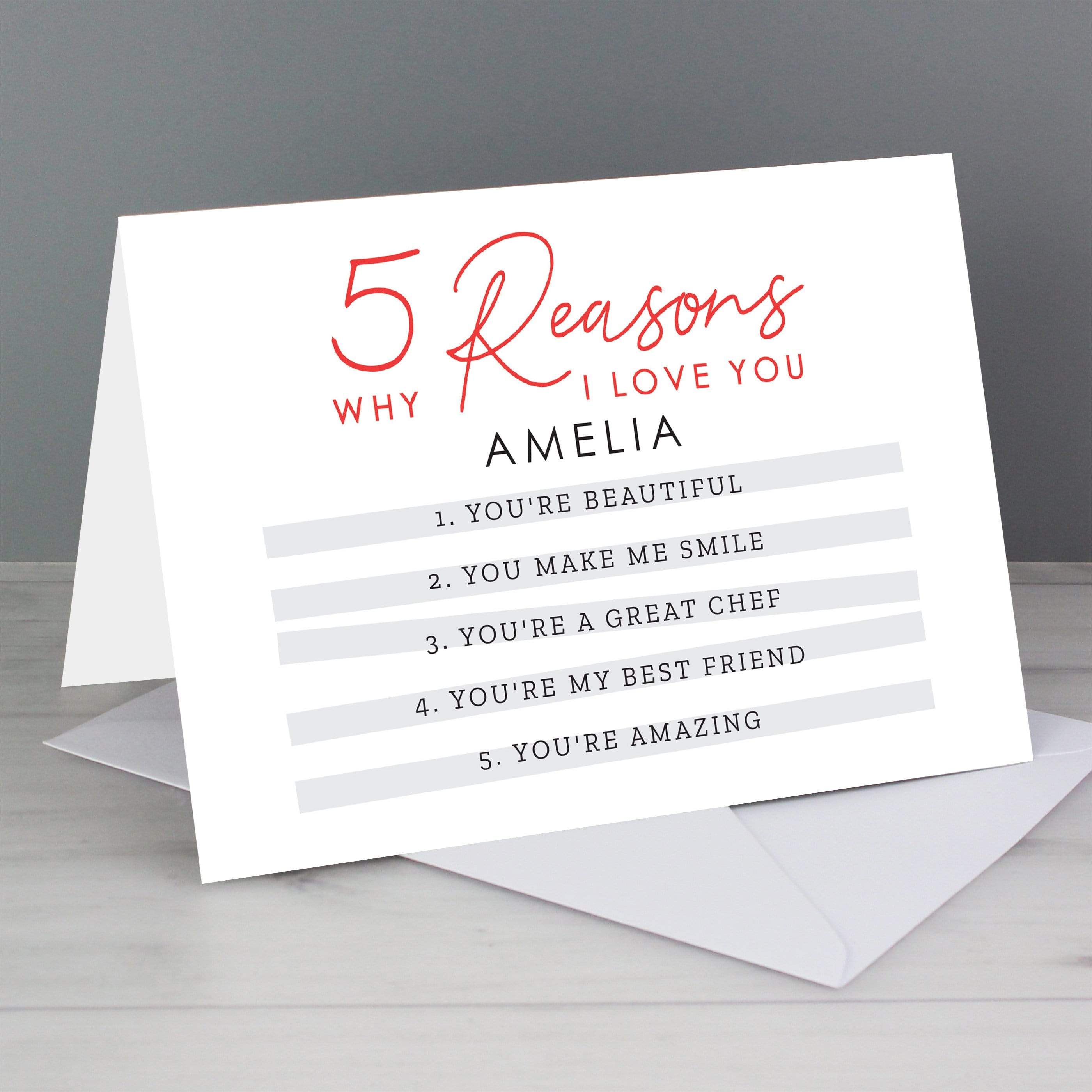 Personalised 5 Reasons Why Card Delivered | The Personal Shop