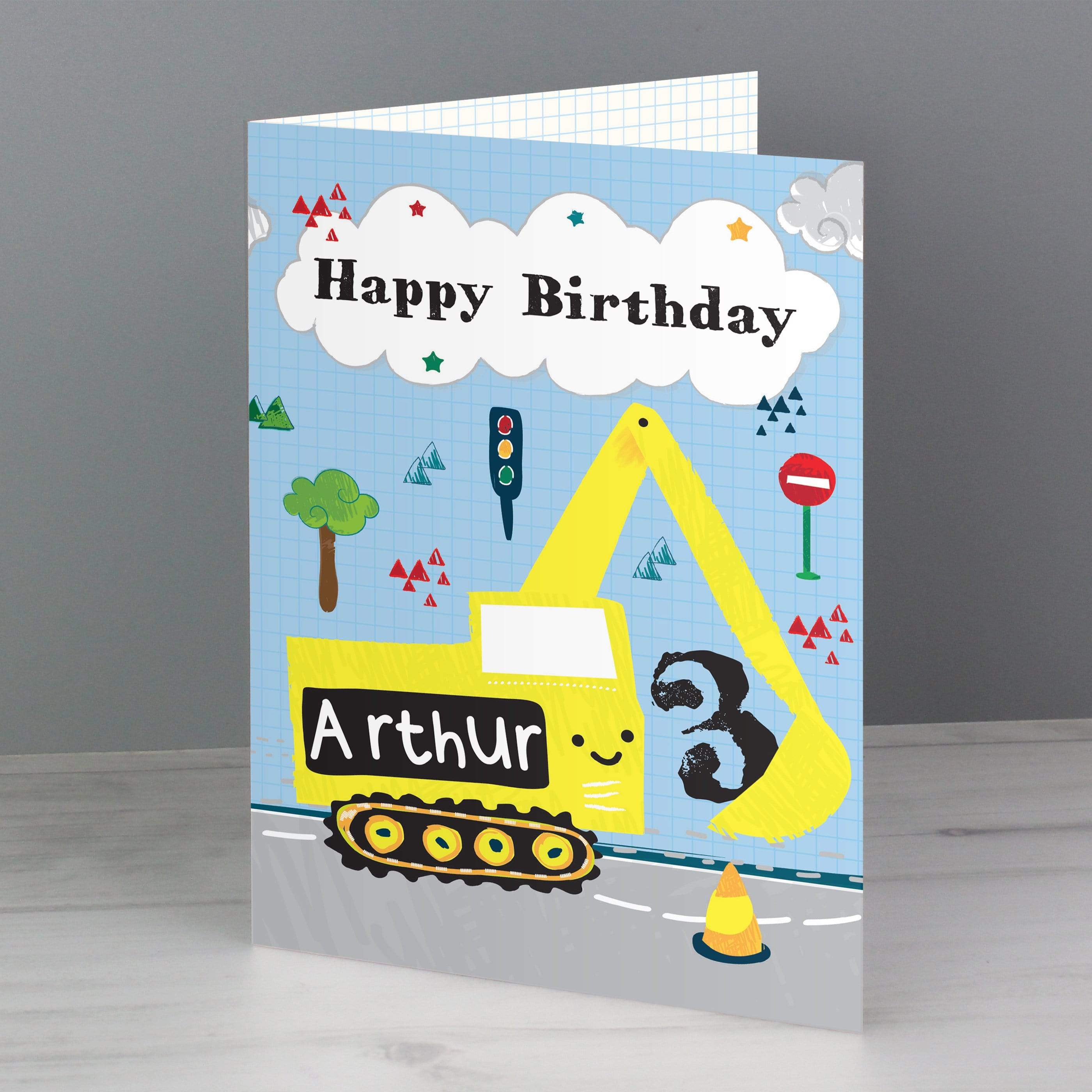 Personalised Digger Birthday Card Delivered | The Personal Shop