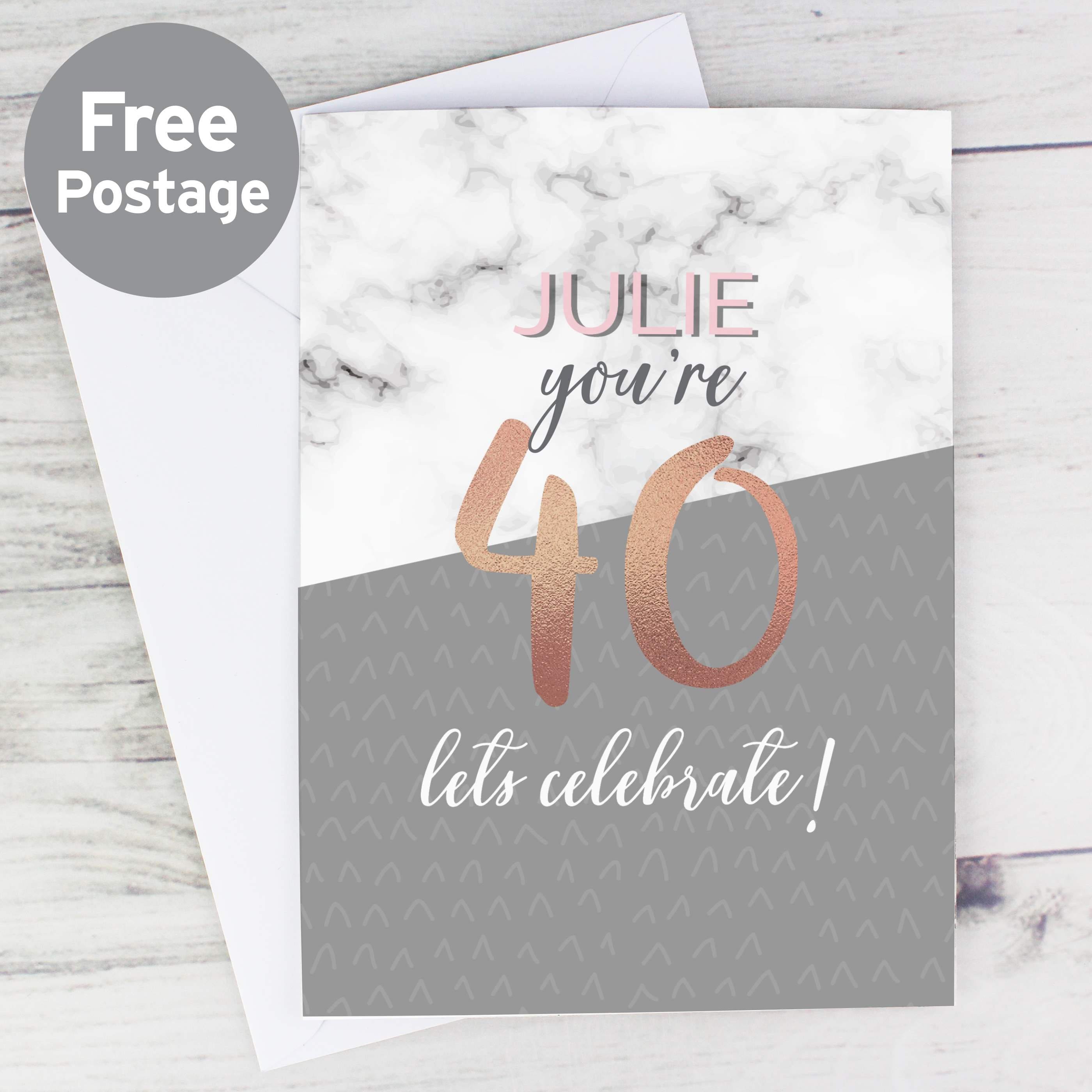 Personalised Marble and Rose Gold Birthday Card Delivered | The ...